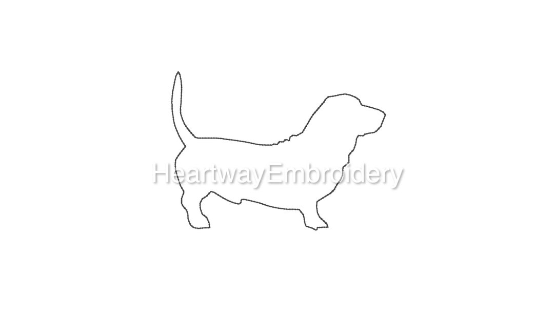 Dog Outline Embroidery Design 6 SIZES - Basset Hound Embroidery Design ...