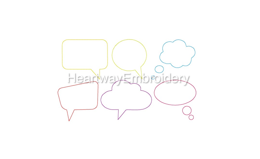 Speech Bubble Embroidery Design Set of 6 DESIGNS in 7 SIZES - Bean ...