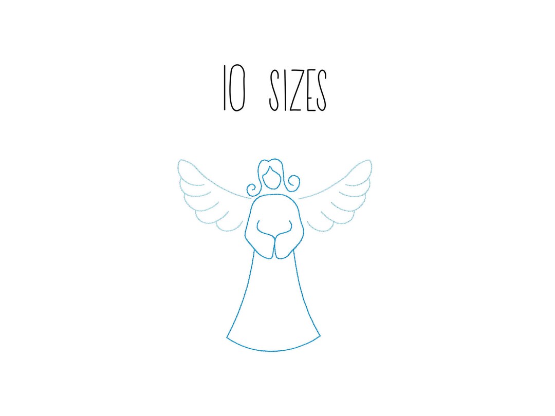 Angel Outline Embroidery Design: Bean Stitch (10 Sizes) (digital ...