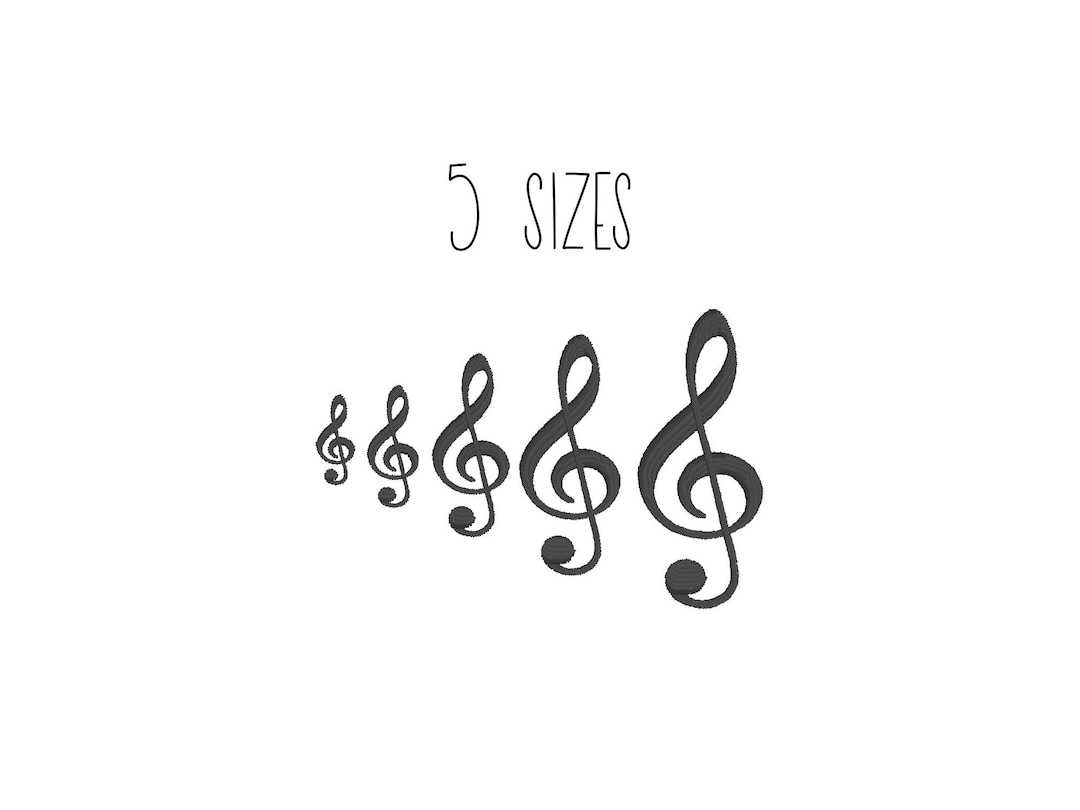 Treble Clef Embroidery Design 5 SIZES - G Clef Embroidery Design, Mini ...