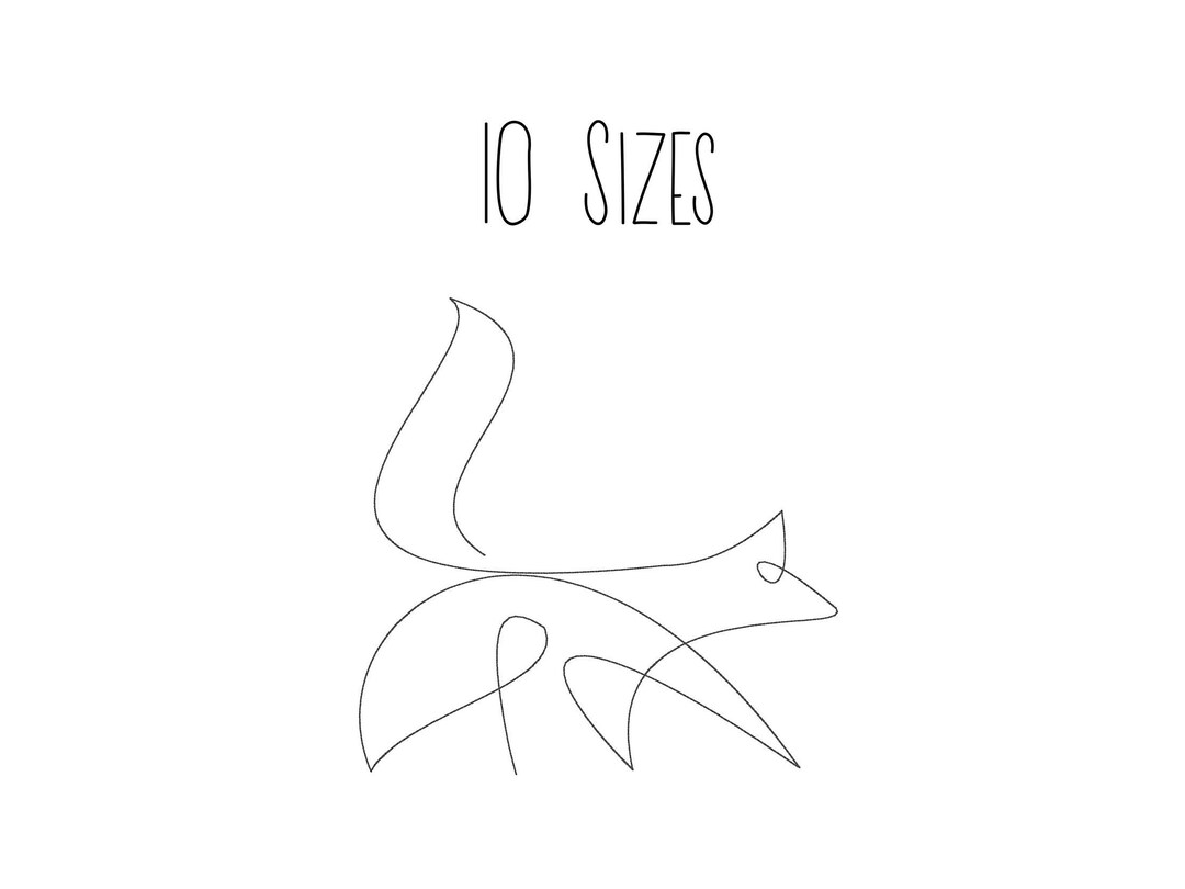 Fox Embroidery Design 10 SIZES - Fox One Line Embroidery Design Bean ...