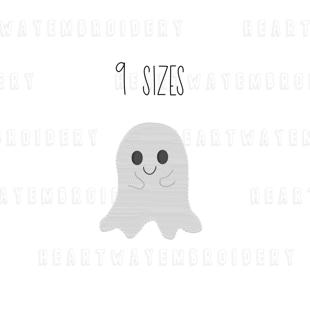 Ghost Embroidery Design – Halloween Fill Stitch File (9 Sizes) (digital ...