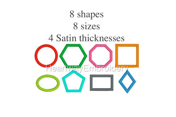 Basic Shapes Embroidery Designs Set Satin Shapes Embroidery - Etsy