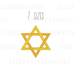 Star of David Embroidery Design 7 SIZES - Two Color Star of David Satin ...