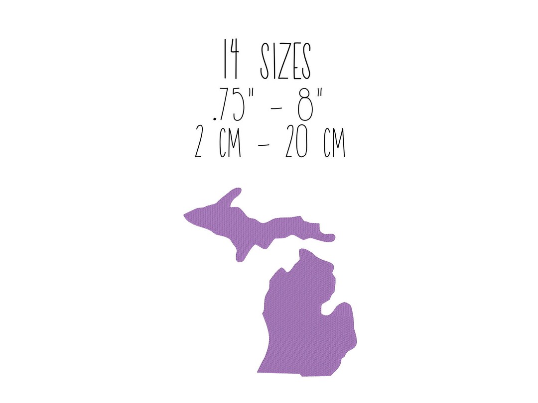 Michigan State Map Embroidery Design: Fill Stitch (14 Sizes) (digital ...