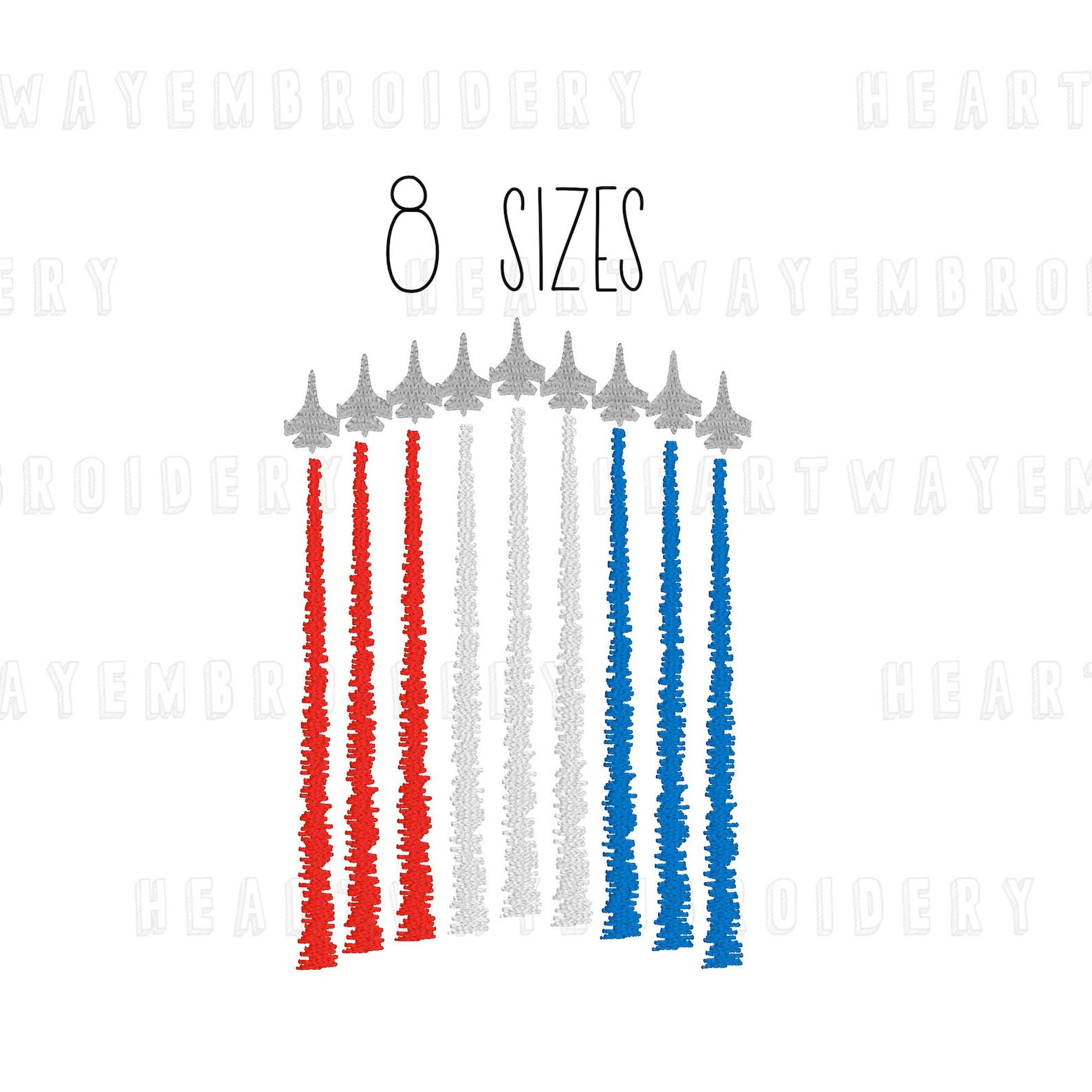 American Flag Flyover Embroidery Design: Patriotic USA Jets (8 Sizes ...