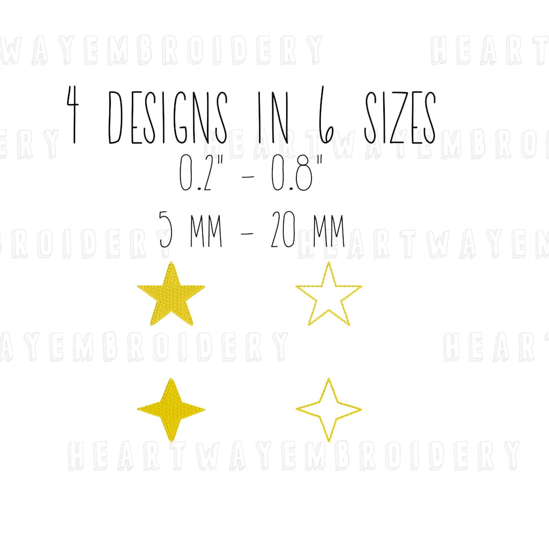Tiny Star Embroidery Design SET 4 DESIGNS 6 SIZES - Tiny Embroidery ...