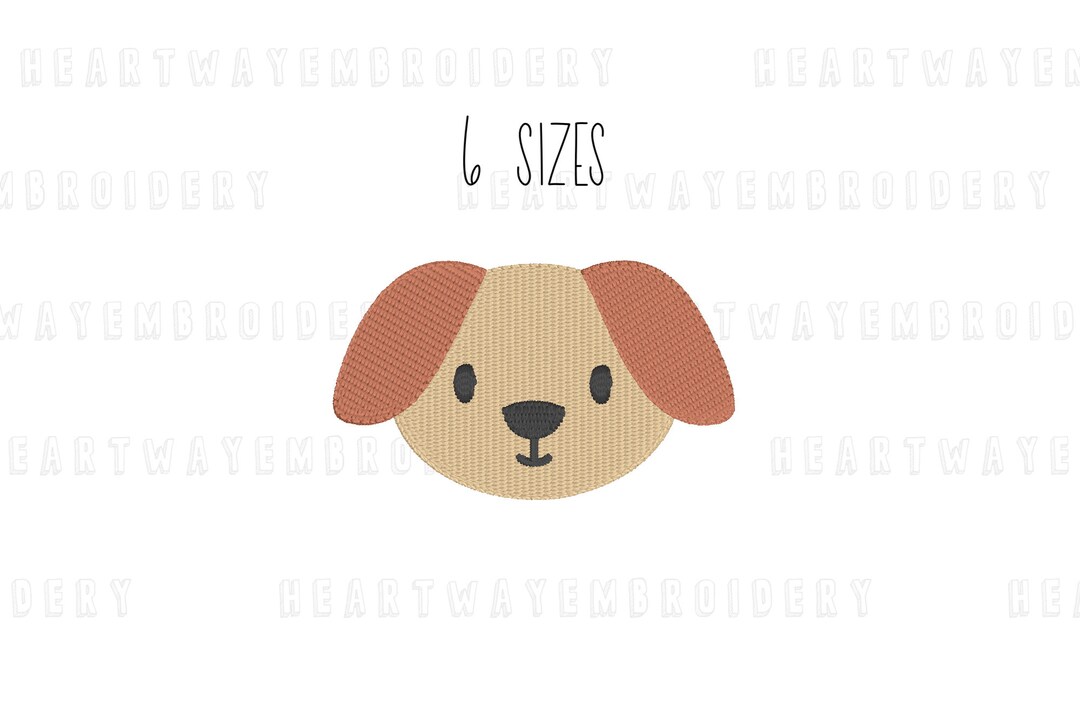 Mini Dog Embroidery Design 6 SIZES - Filled Dog Head Embroidery Design ...
