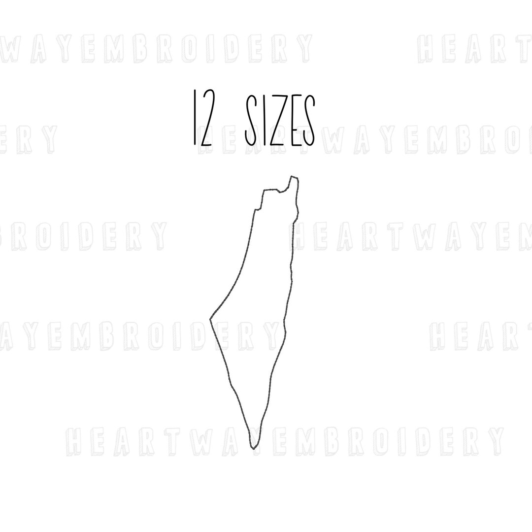 Palestine Outline Embroidery Design 12 SIZES - Palestine Map Bean ...