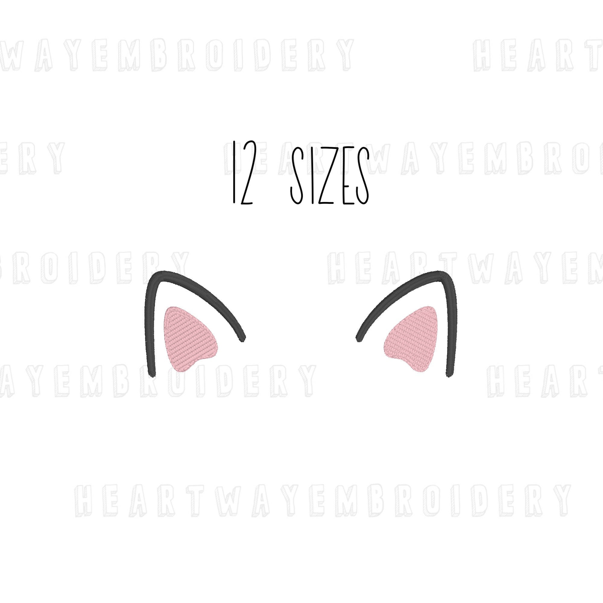 Cat Ears Embroidery Design 12 SIZES - Kitty Ears Embroidery Design ...