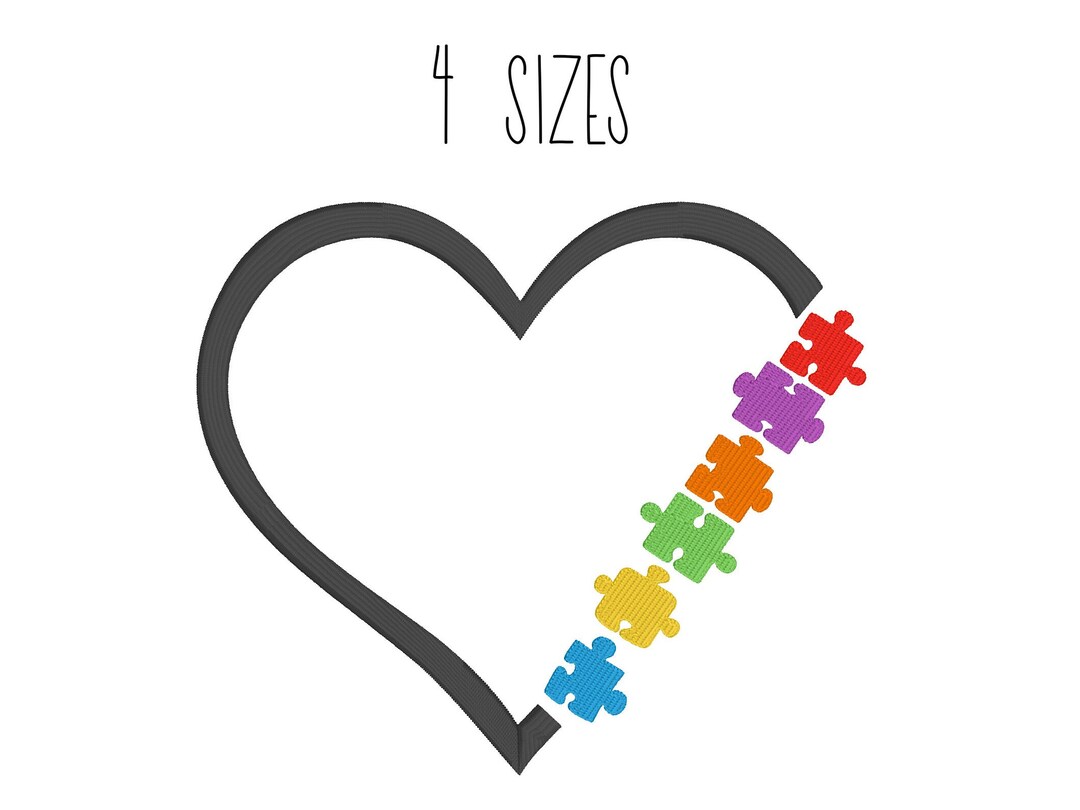 Autism Heart Frame Embroidery Design 4 SIZES - Awareness Frame ...