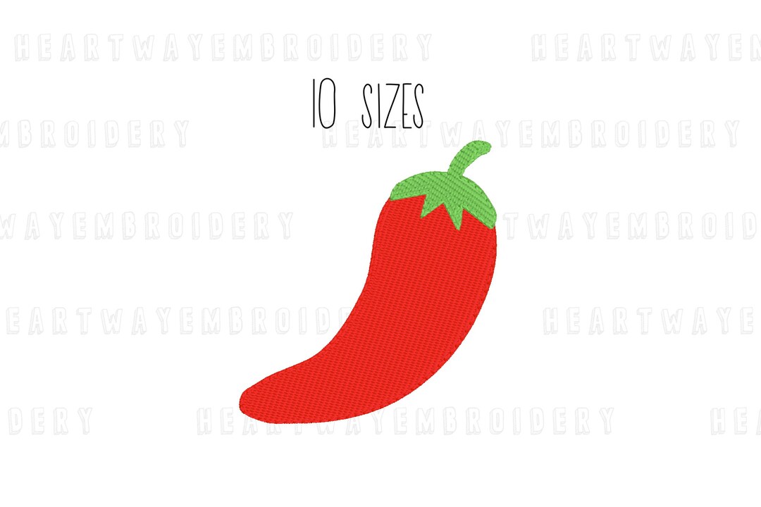 Chili Pepper Embroidery Design: Mini Vegetable Embroidery Pattern (10 ...