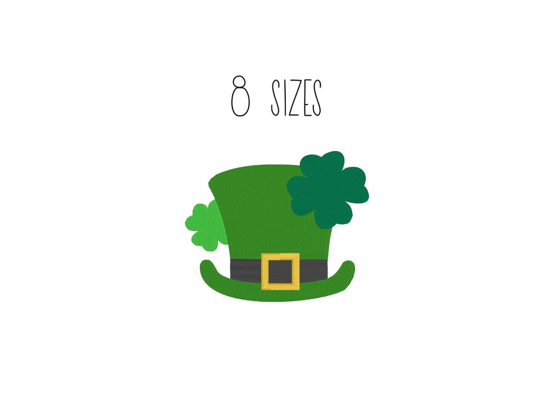 Saint Patrick's Leprechaun Hat Embroidery Design: Shamrock Clover (8 ...
