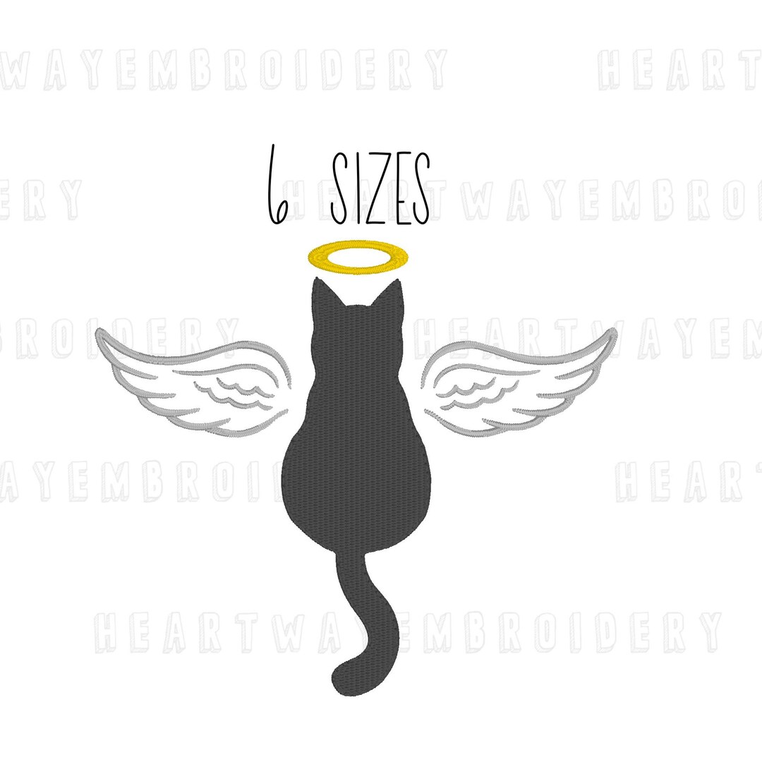 Cat Angel Embroidery Design: Bereavement Memorial (PES, DST, EXP +) - Etsy