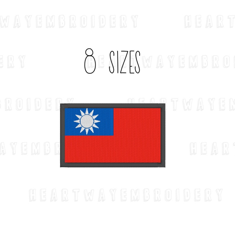 Taiwan Flag Embroidery Design: Taiwanese Flag Pattern (8 Sizes ...