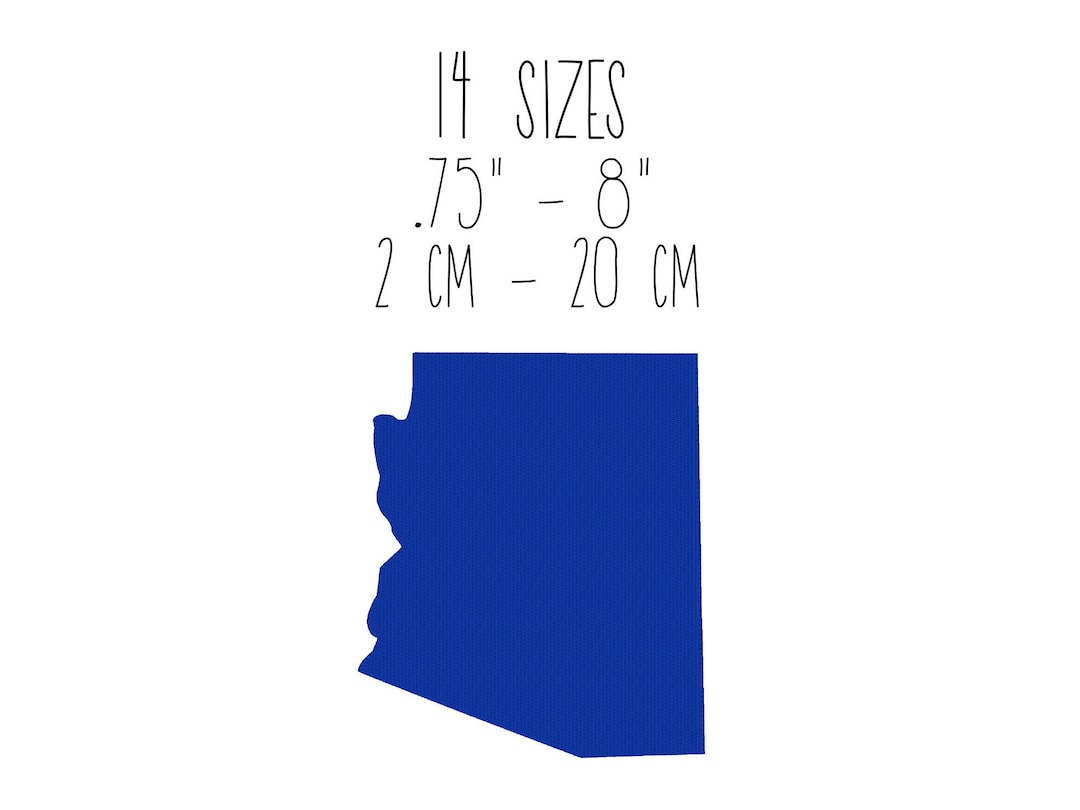 Arizona State Map Embroidery Design: US State Fill Stitch (14 Sizes ...
