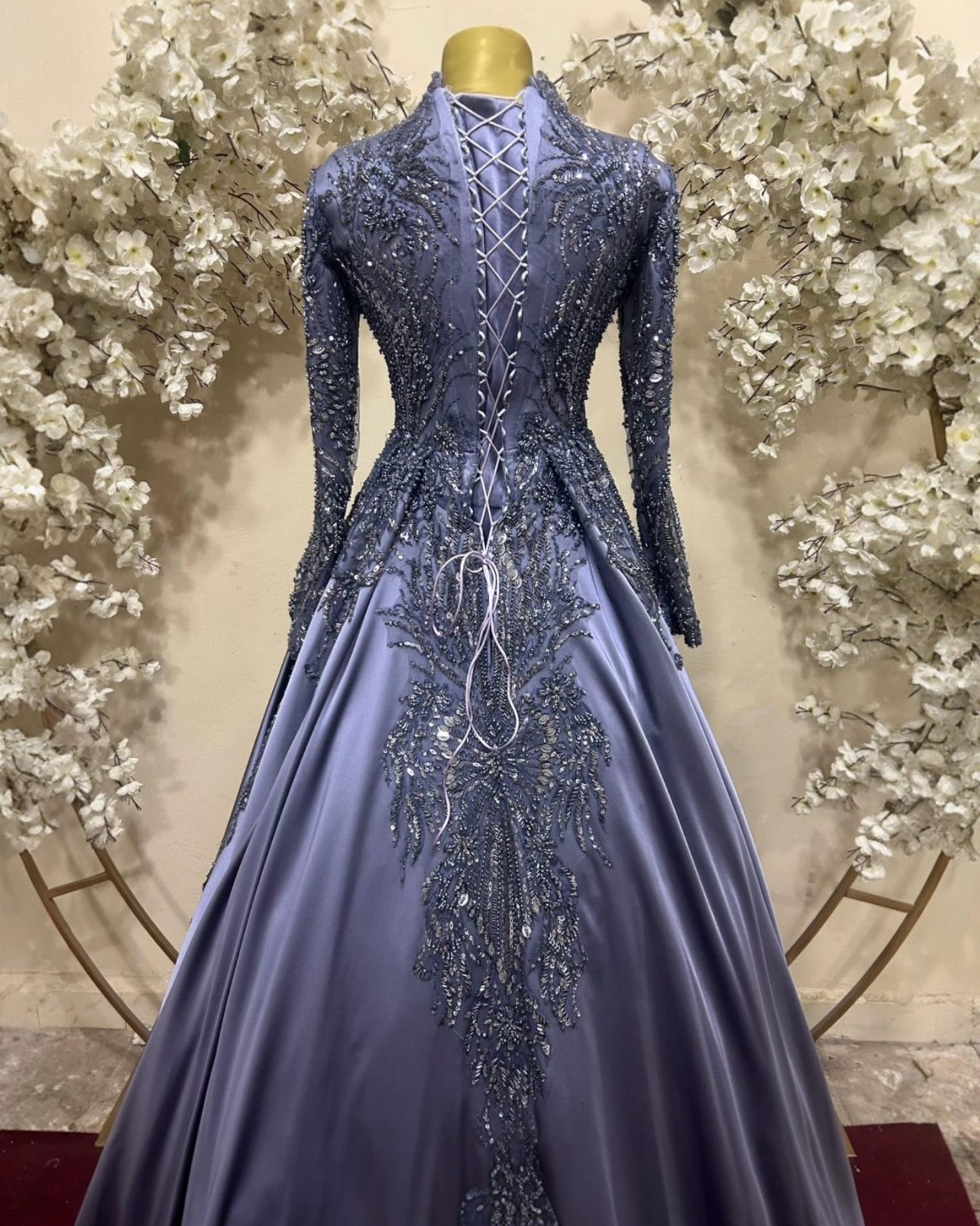 Medieval Baroque Ball Gown, Royal Embroidered Satin Dress, Couture ...