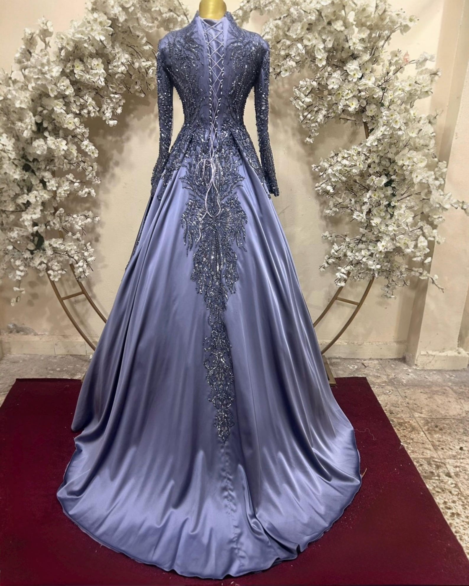 Medieval Baroque Ball Gown, Royal Embroidered Satin Dress, Couture ...