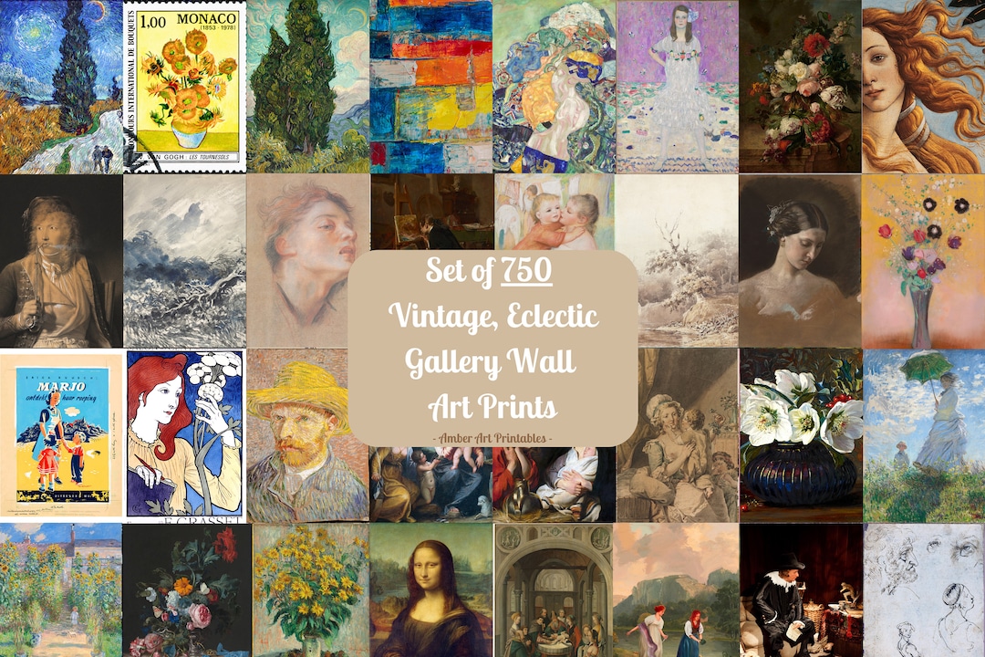 750 Printable Vintage Art Prints for Home Decor, Eclectic Gallery Wall ...