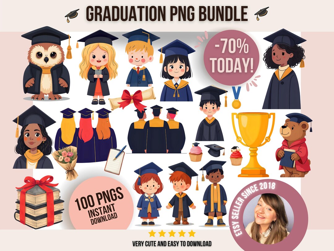 Graduation PNG Clipart Bundle, Graduation Girl Boy Clipart, Graduation ...