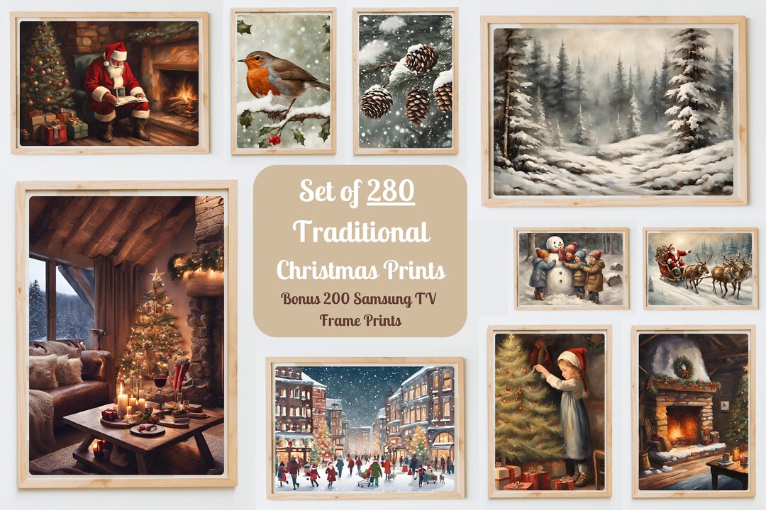 Christmas Print Set Winter Gallery Wall Christmas Prints Rustic Wall ...