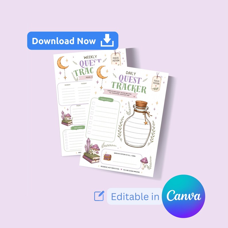 To-do List Bundle, Quest Tracker, Canva Template, Printable, Instant ...