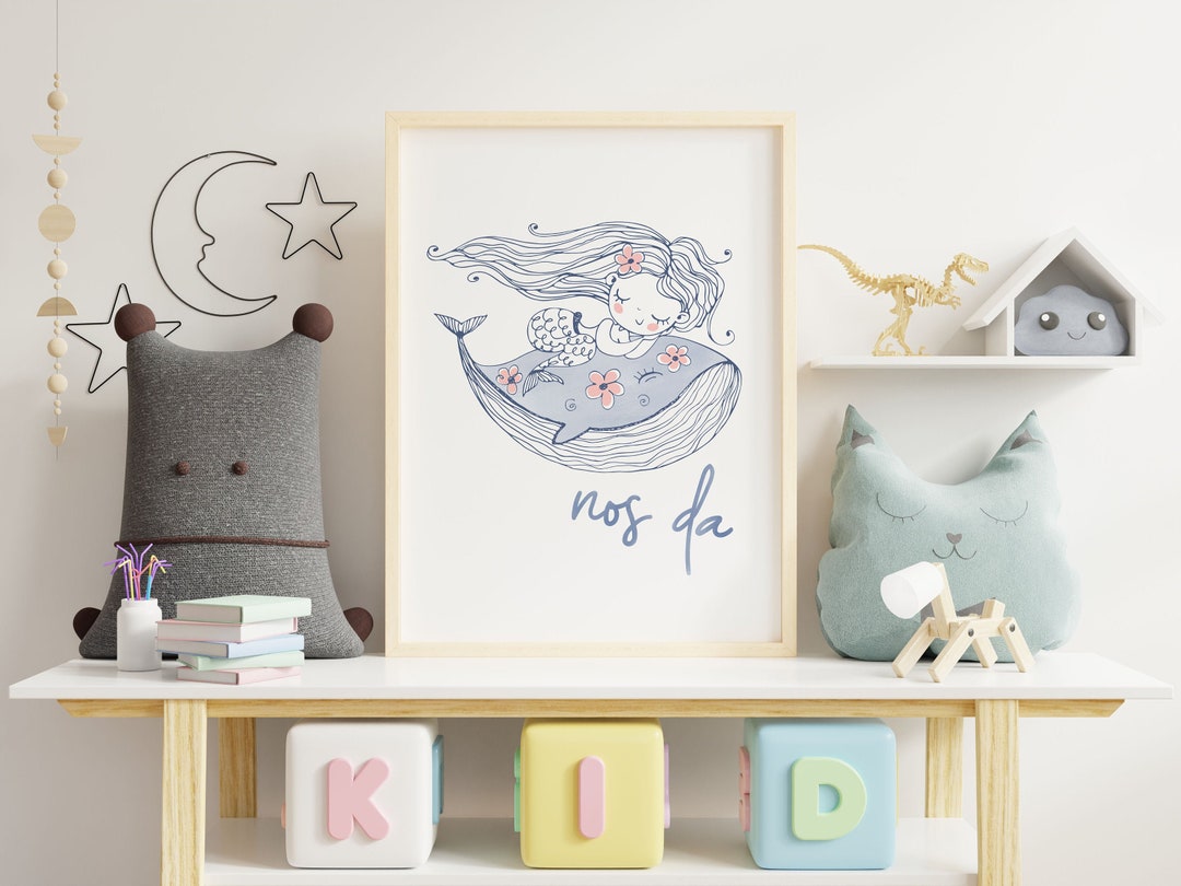 Nos Da Goodnight Welsh Sleeping Mermaid Digital Download Print - Etsy