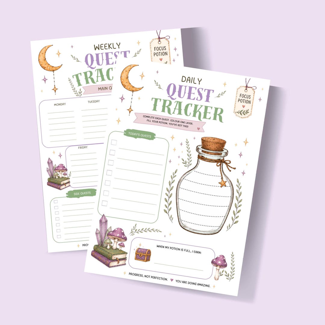To-do List Bundle, Quest Tracker, Canva Template, Printable, Instant ...