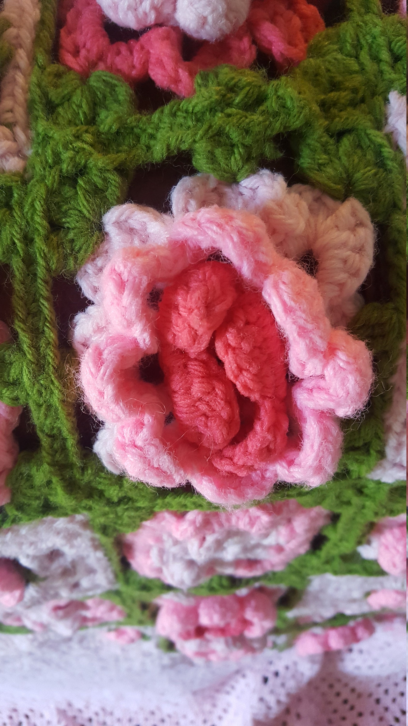90 X 81 Hand Crocheted Pink Afghan With Raised - Etsy