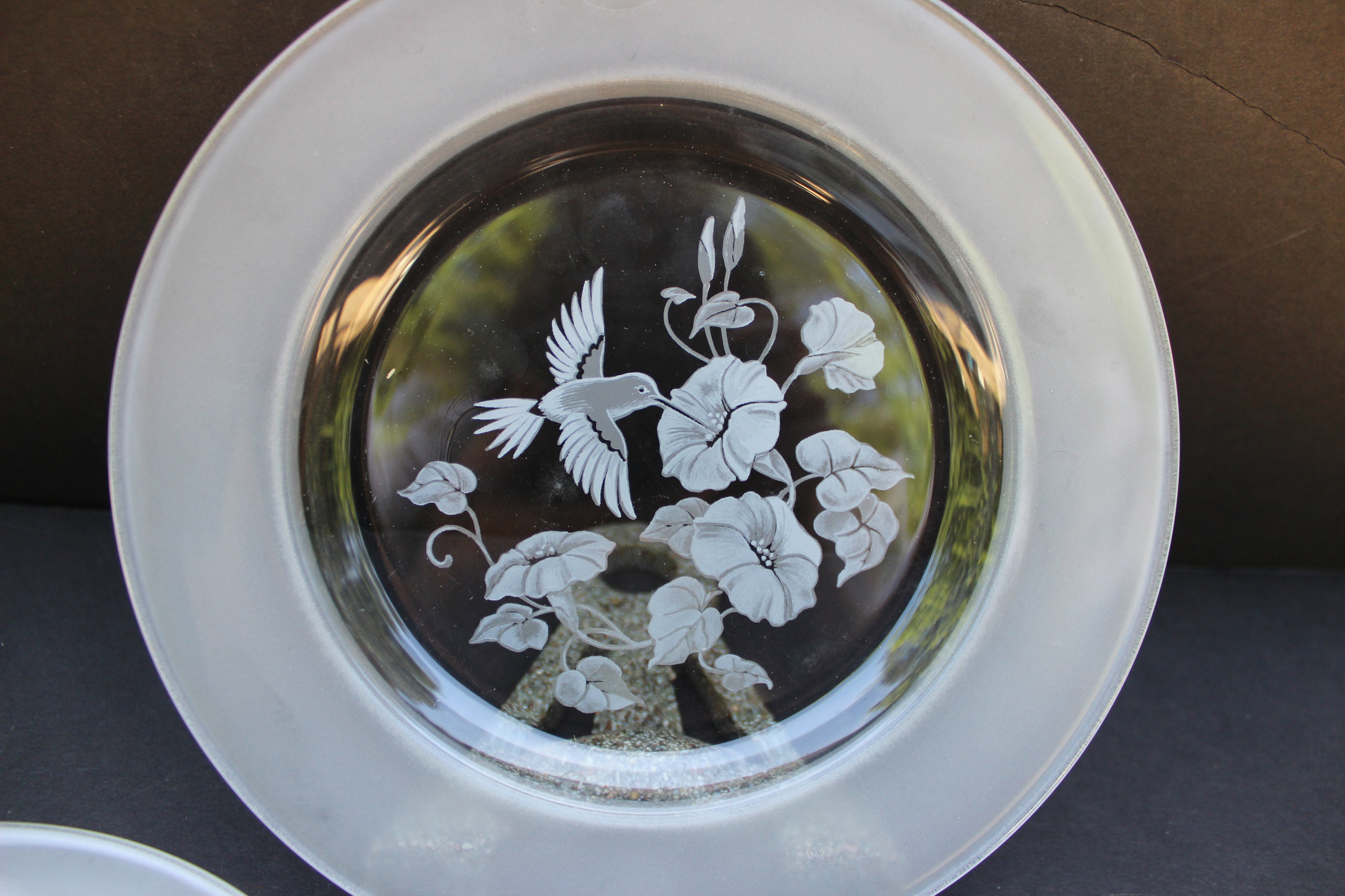 Vintage Avon 24% Full Lead Crystal Frosted Edges Hummingbird Themed ...