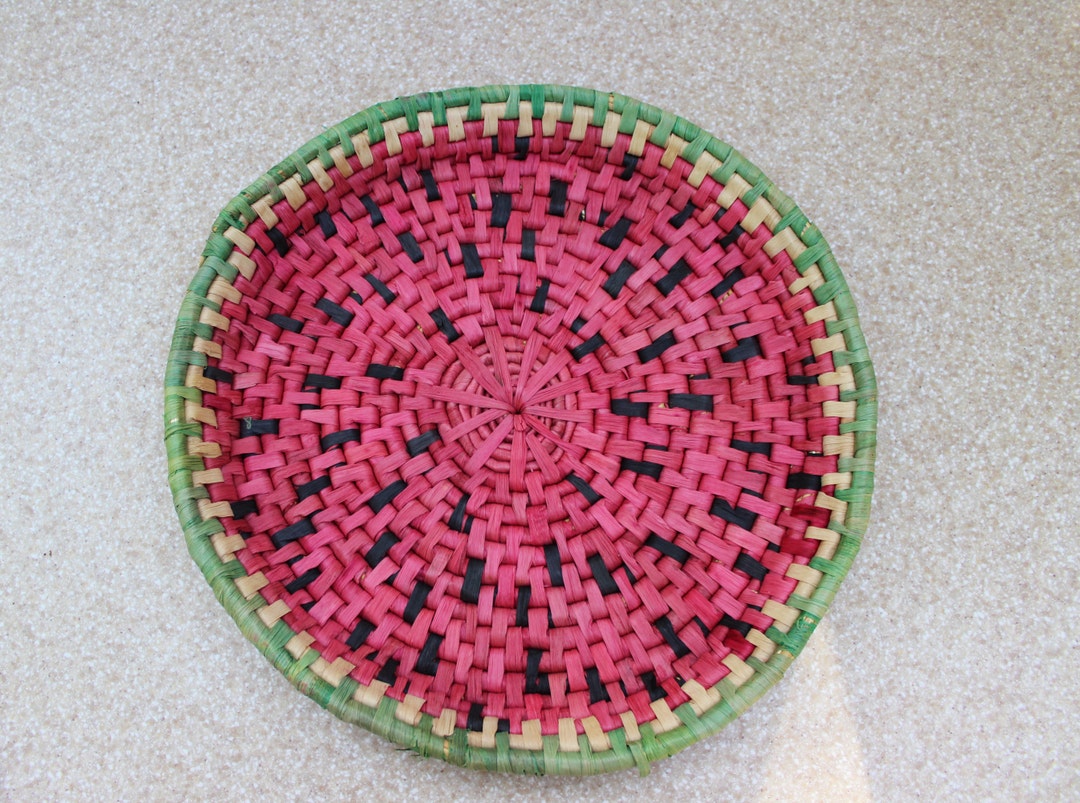 Flat Woven Watermelon Themed Basket/wall Hanging Watermelon Basket ...