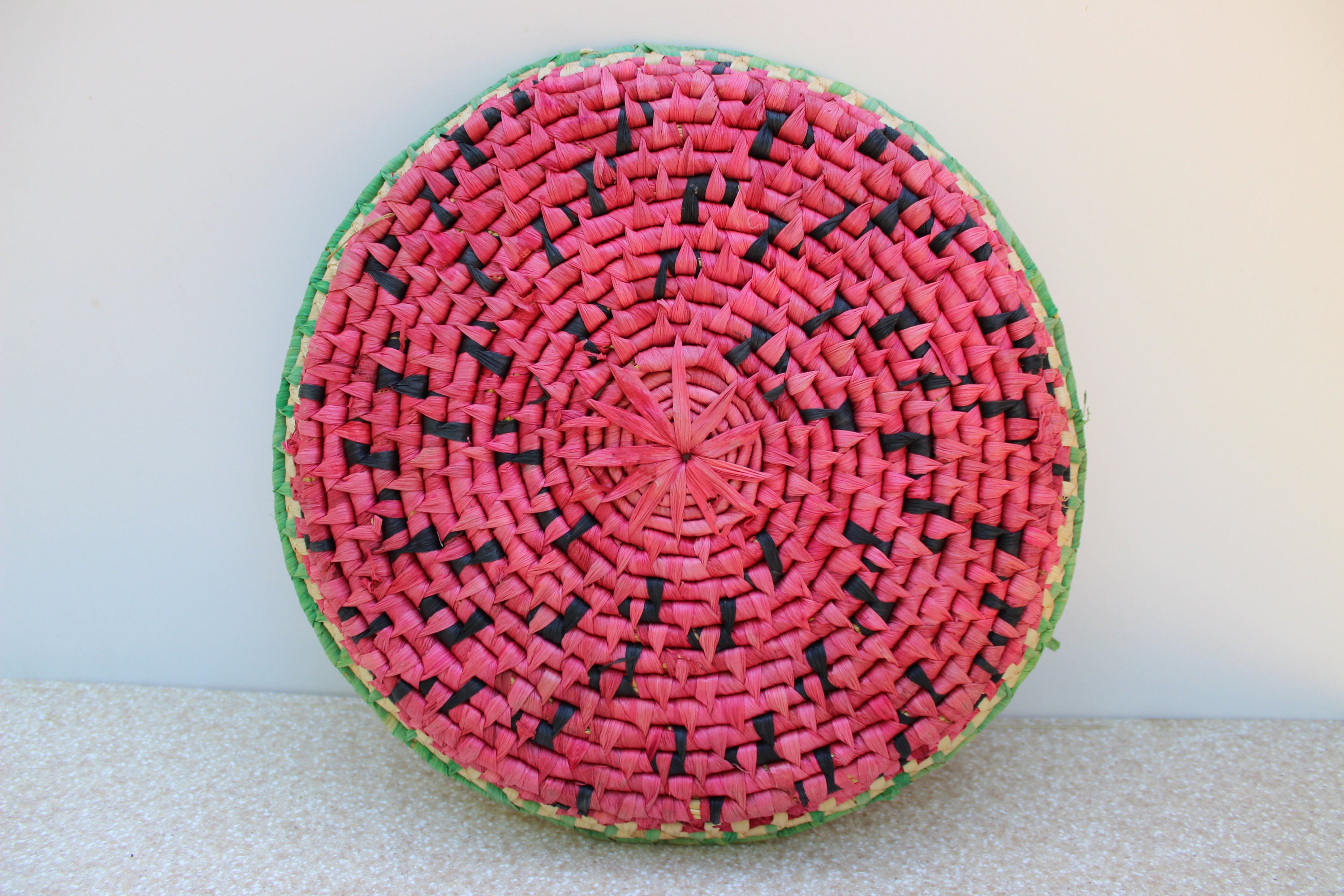 Flat Woven Watermelon Themed Basket/wall Hanging Watermelon Basket ...