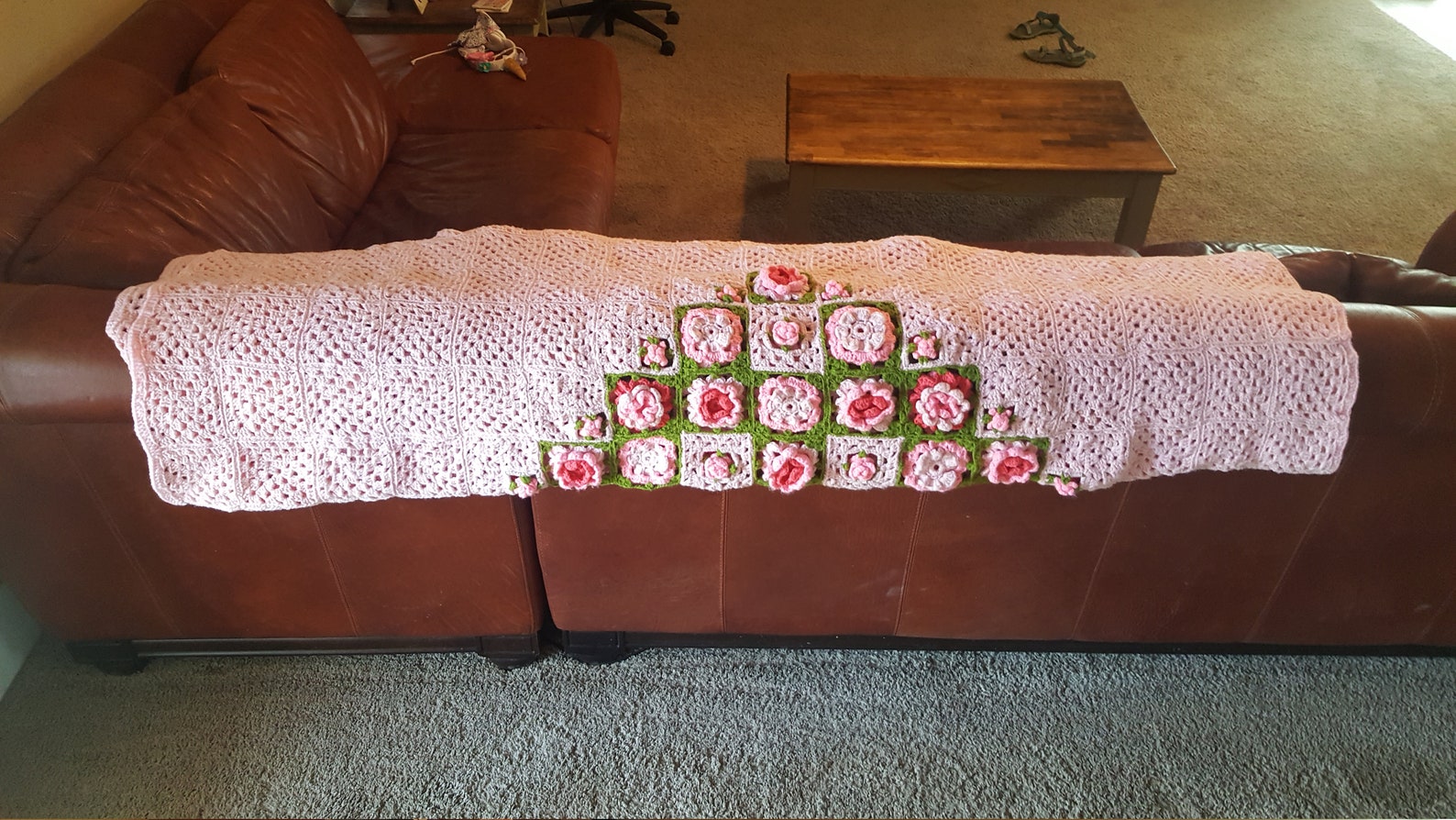 90 X 81 Hand Crocheted Pink Afghan With Raised - Etsy