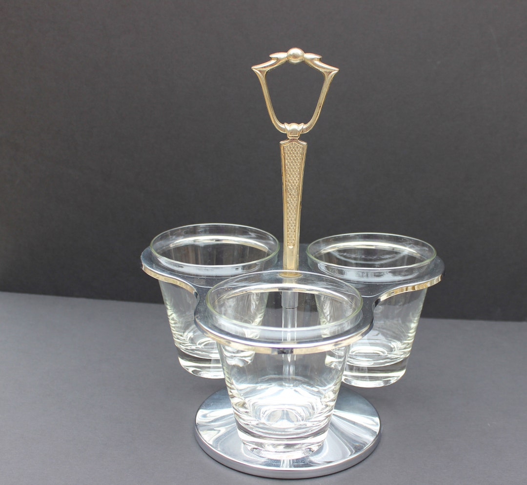 Vintage Glass and Brass Dip Carousel/appetizer Server/ Drink Caddy - Etsy