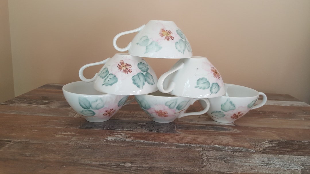 Delicate Pale Pink Themed China Teacups - Set of 6/tea Party/bridal ...
