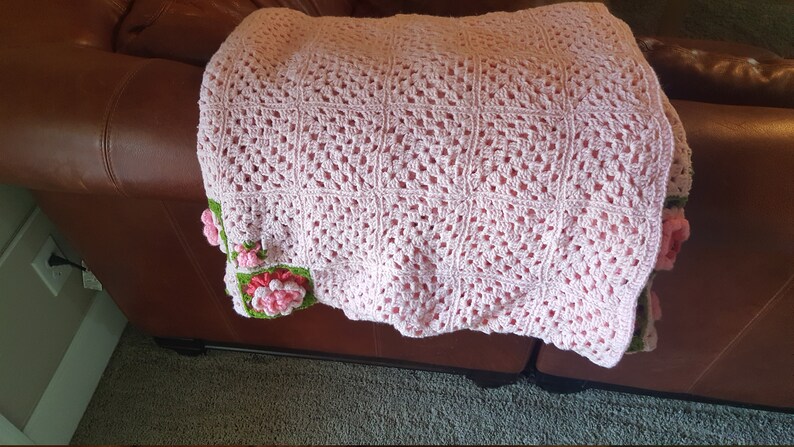 90 X 81 Hand Crocheted Pink Afghan With Raised - Etsy