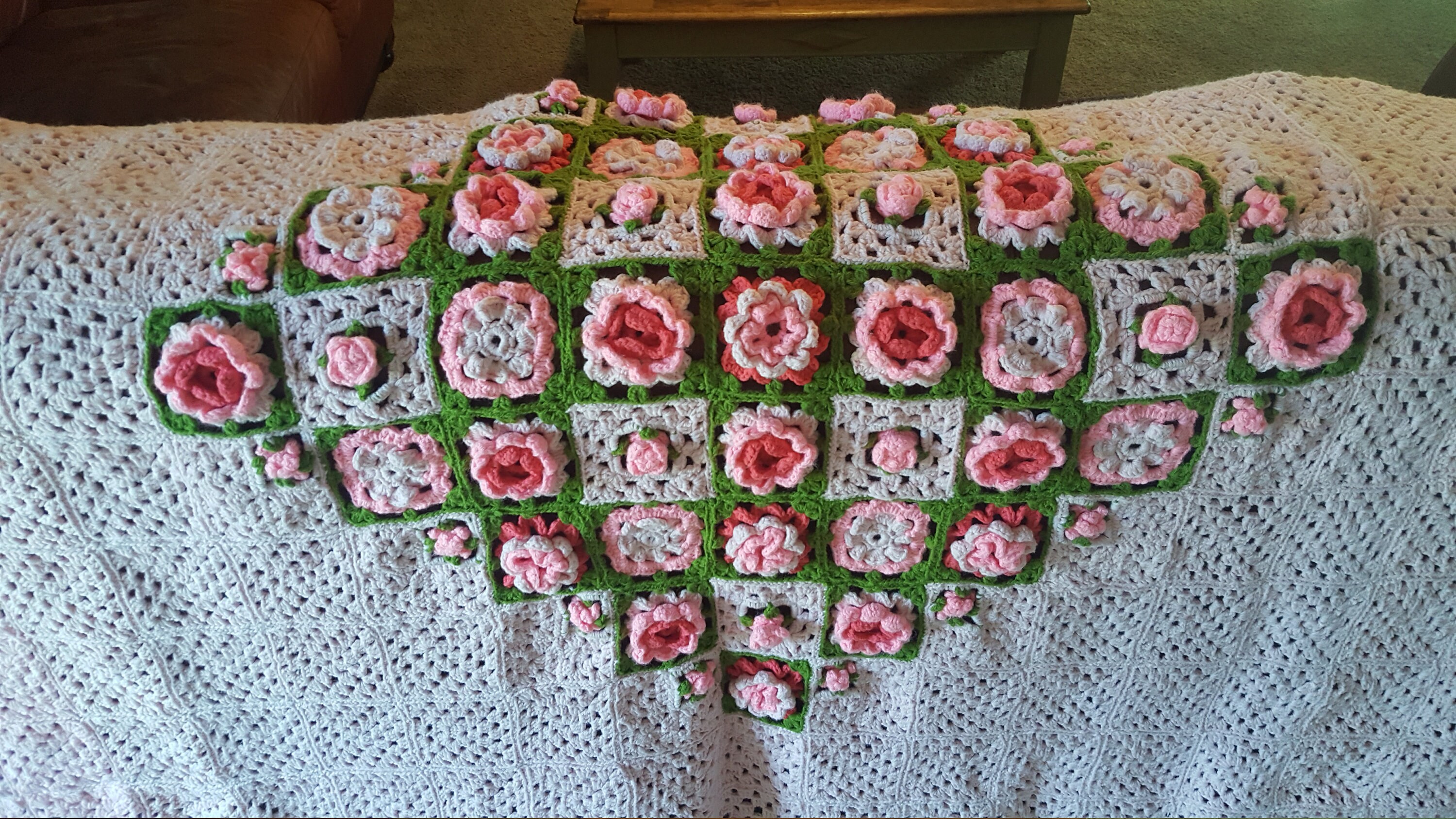 90 X 81 Hand Crocheted Pink Afghan With Raised - Etsy