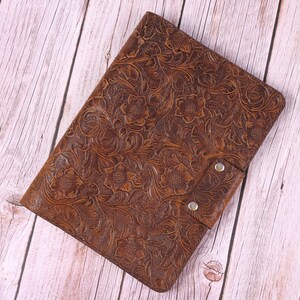 Hand Stitched A5 / 8.5 X 11 Letter Size 3 Ring Leather Journal Embossed ...
