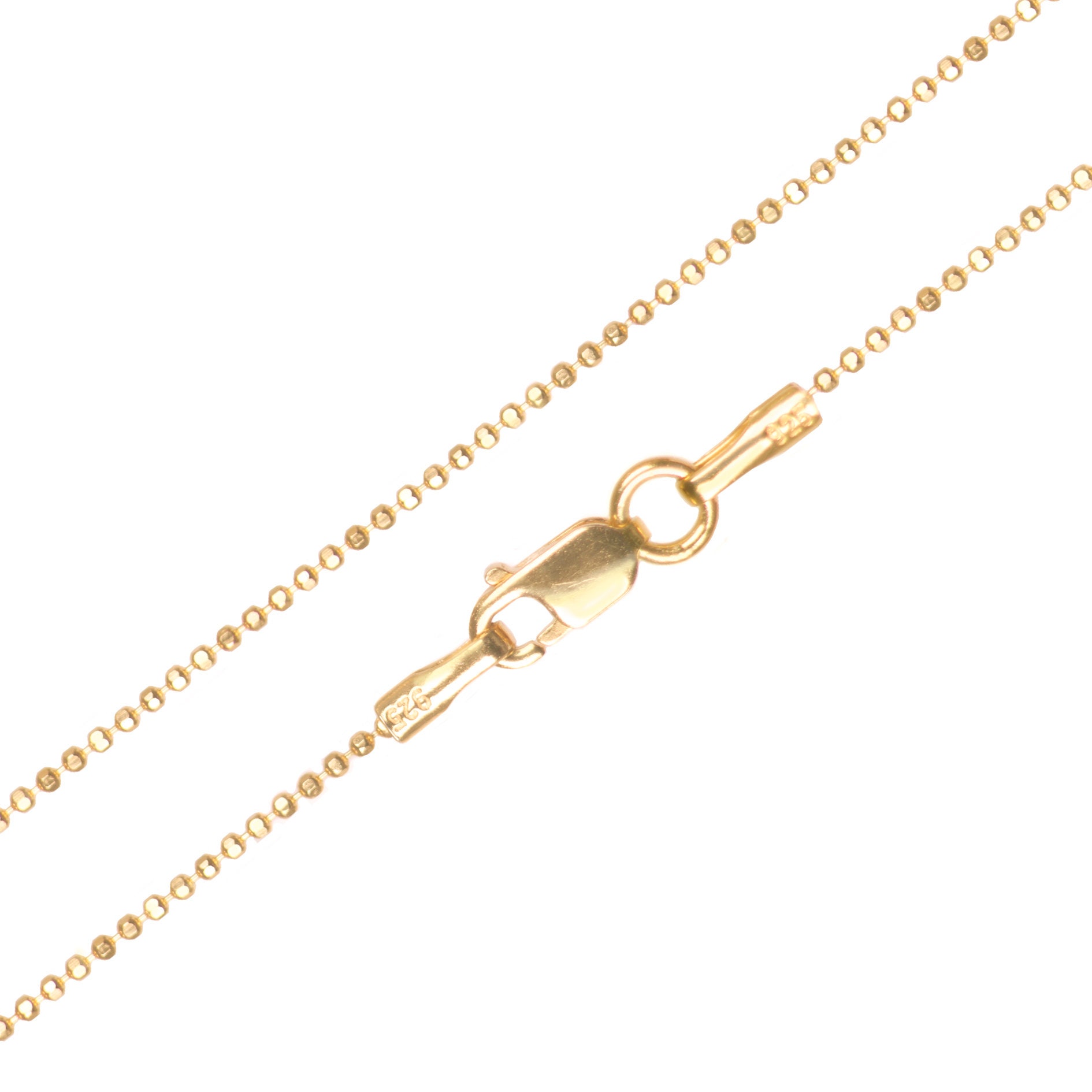 Diamond Cut Ball Chain in Gold Vermeil, 1mm Ball Chain, Gold Vermeil ...