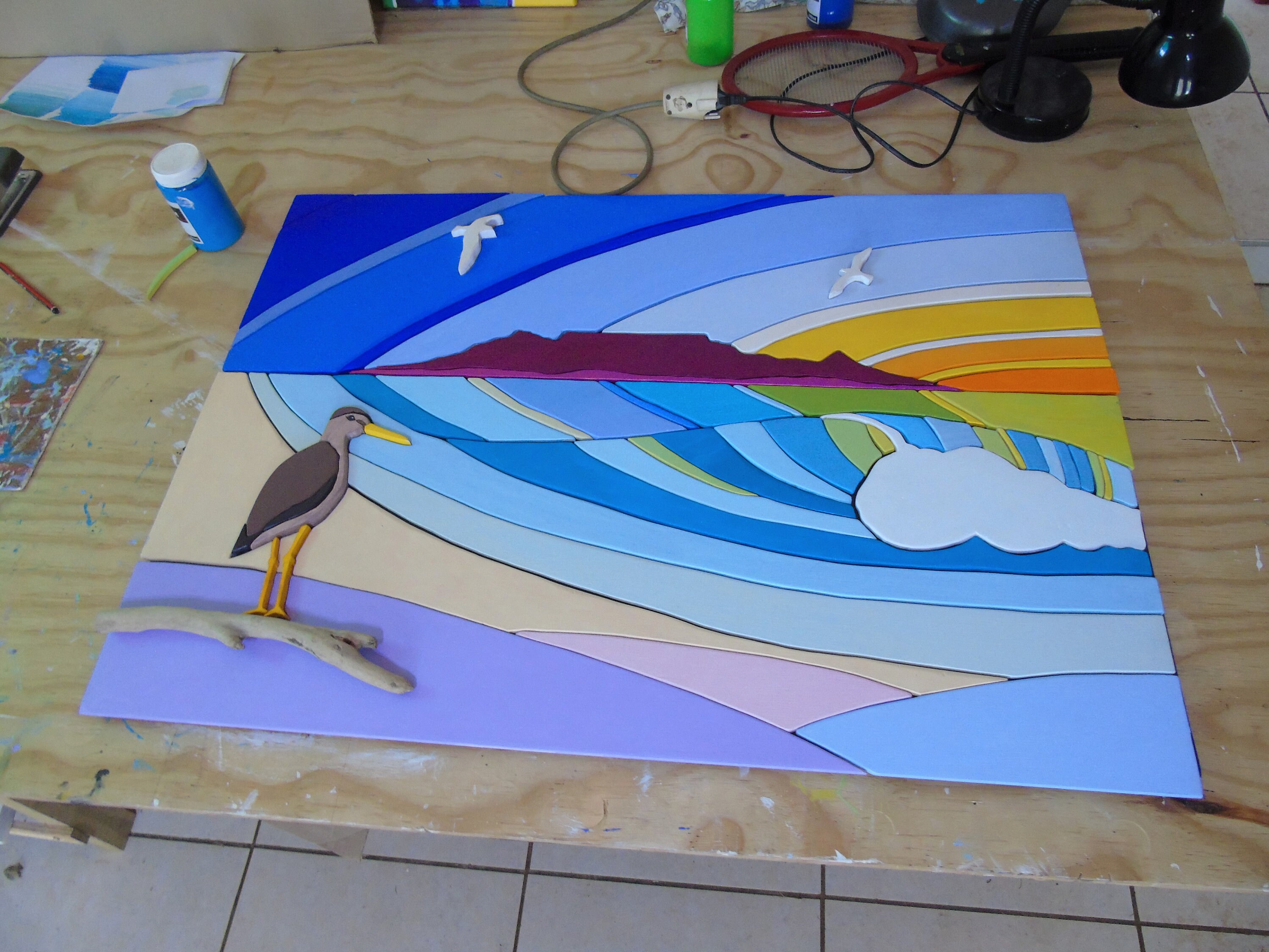 Print of My Original Wood Intarsia Art on Square Magnet. Ocean - Etsy