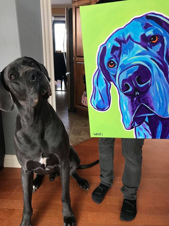 Great Dane Art Print. Blue Great Dane Art Blue Great Dane - Etsy