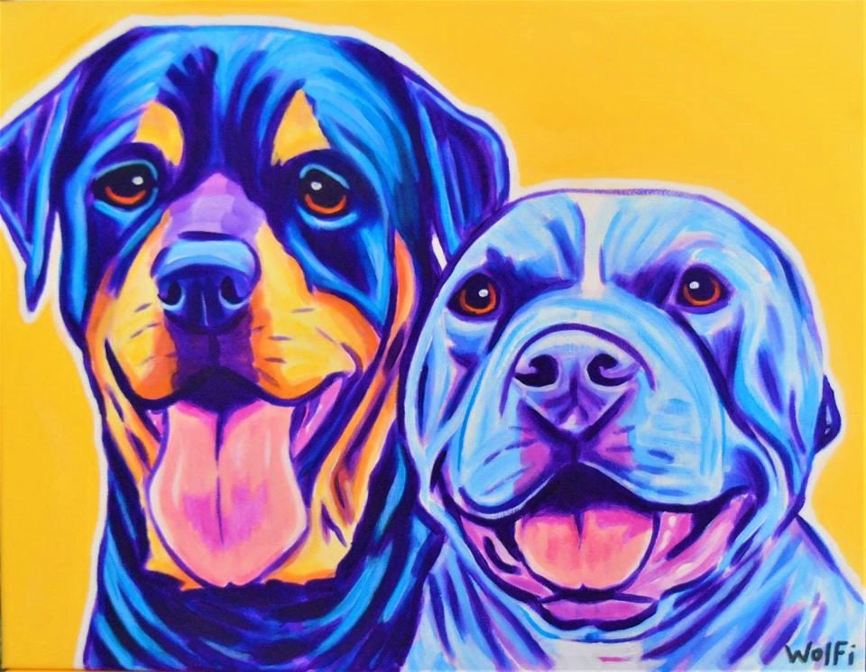 Great Dane Art Print. Blue Great Dane Art Blue Great Dane - Etsy