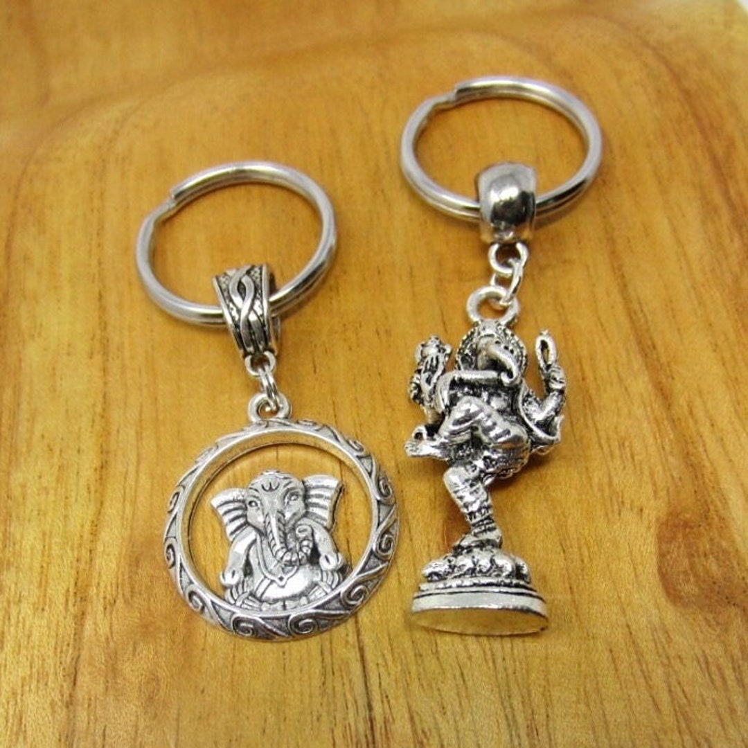 Silver Ganesha Keychain Silver Elephant Keychain Spiritual - Etsy