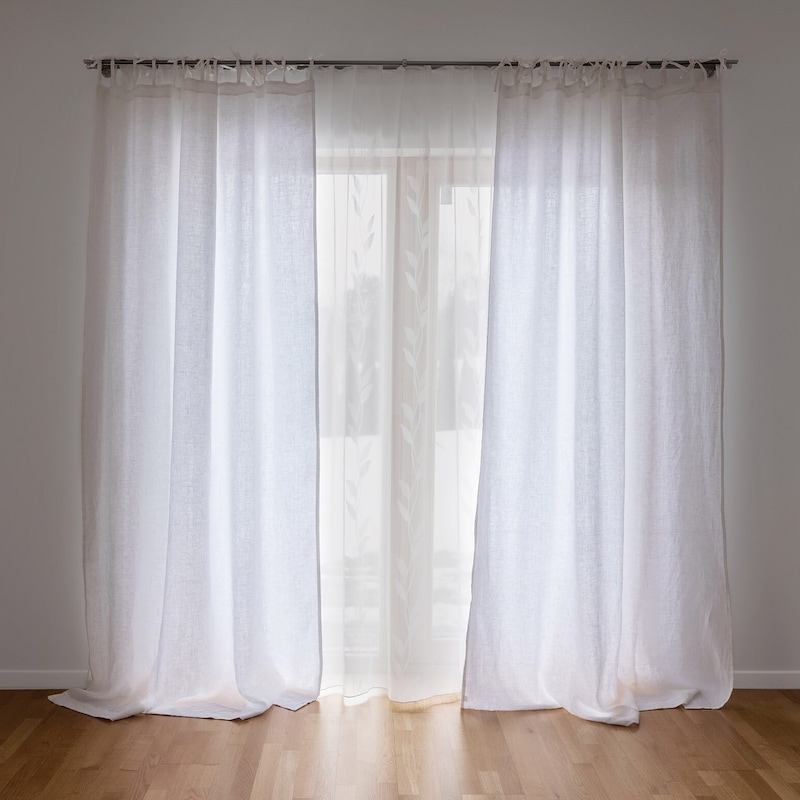 White Linen Curtains - Etsy