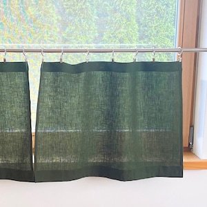 Forest Green Cafe Curtains. Kitchen Valance. Small Bathroom Curtains ...