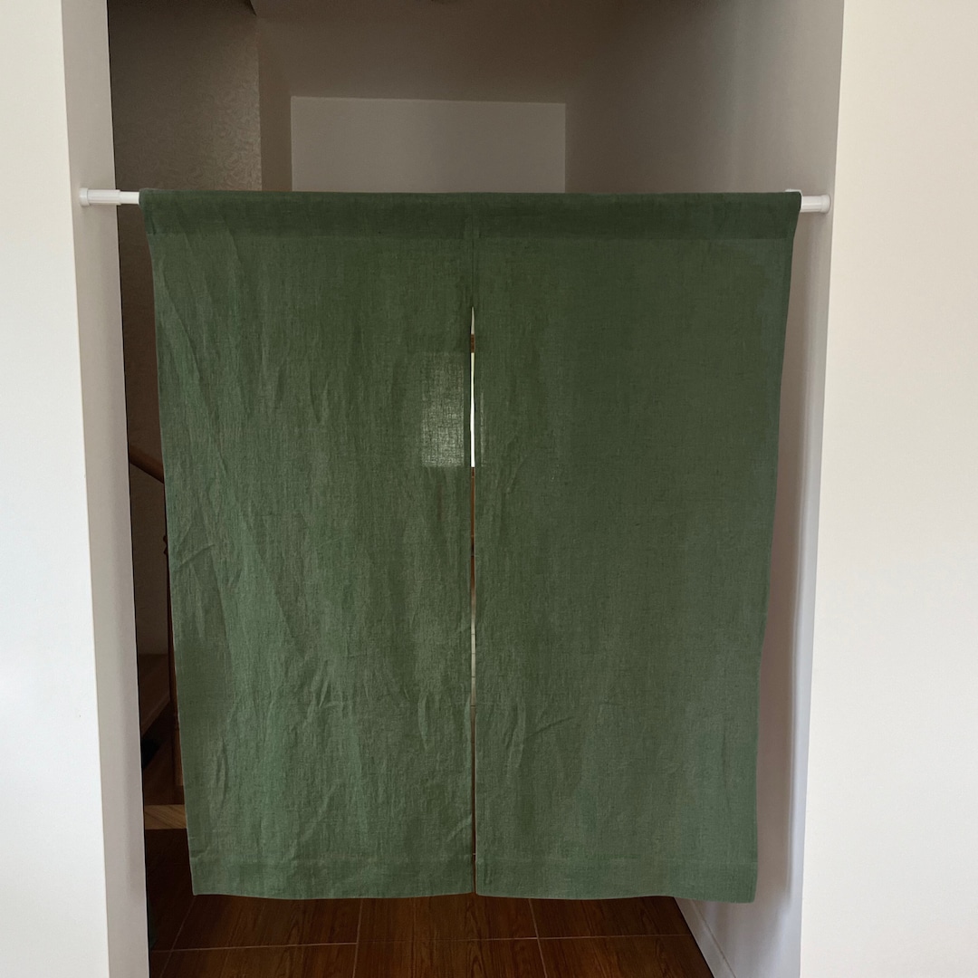 Forest Green Noren Door Curtain. Linen Noren Curtain. Japanese Noren ...