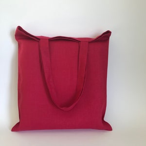 Raspberry Pink Canvas Tote Bag. Pink Linen Tote Bag. Plain Linen ...