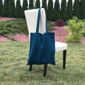 Dark Teal Linen Tote Bag. Canvas Tote Bag for Women and Men in Deep Sea ...
