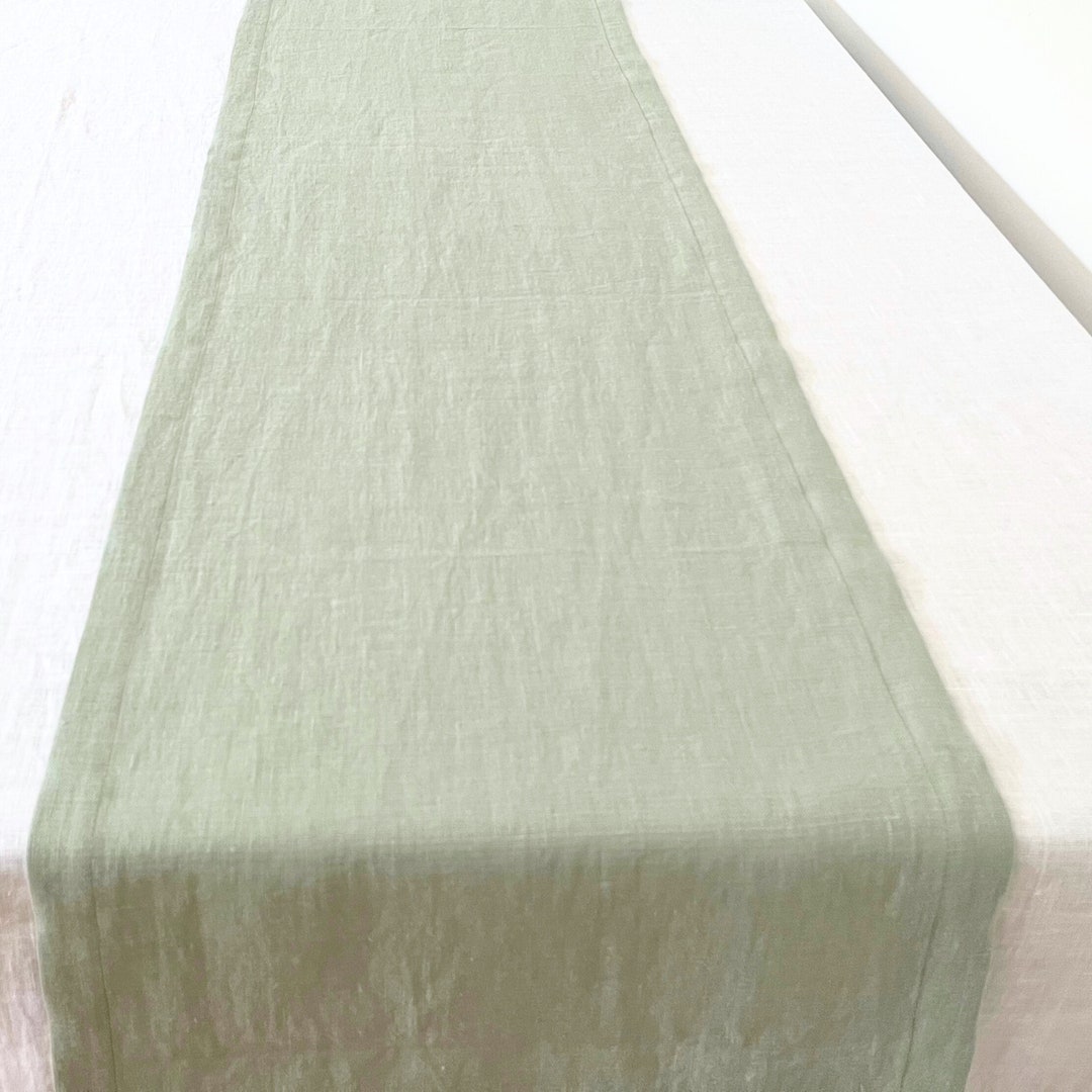 Sage Green Linen Table Runner. Light Green Table Runner for Spring and ...