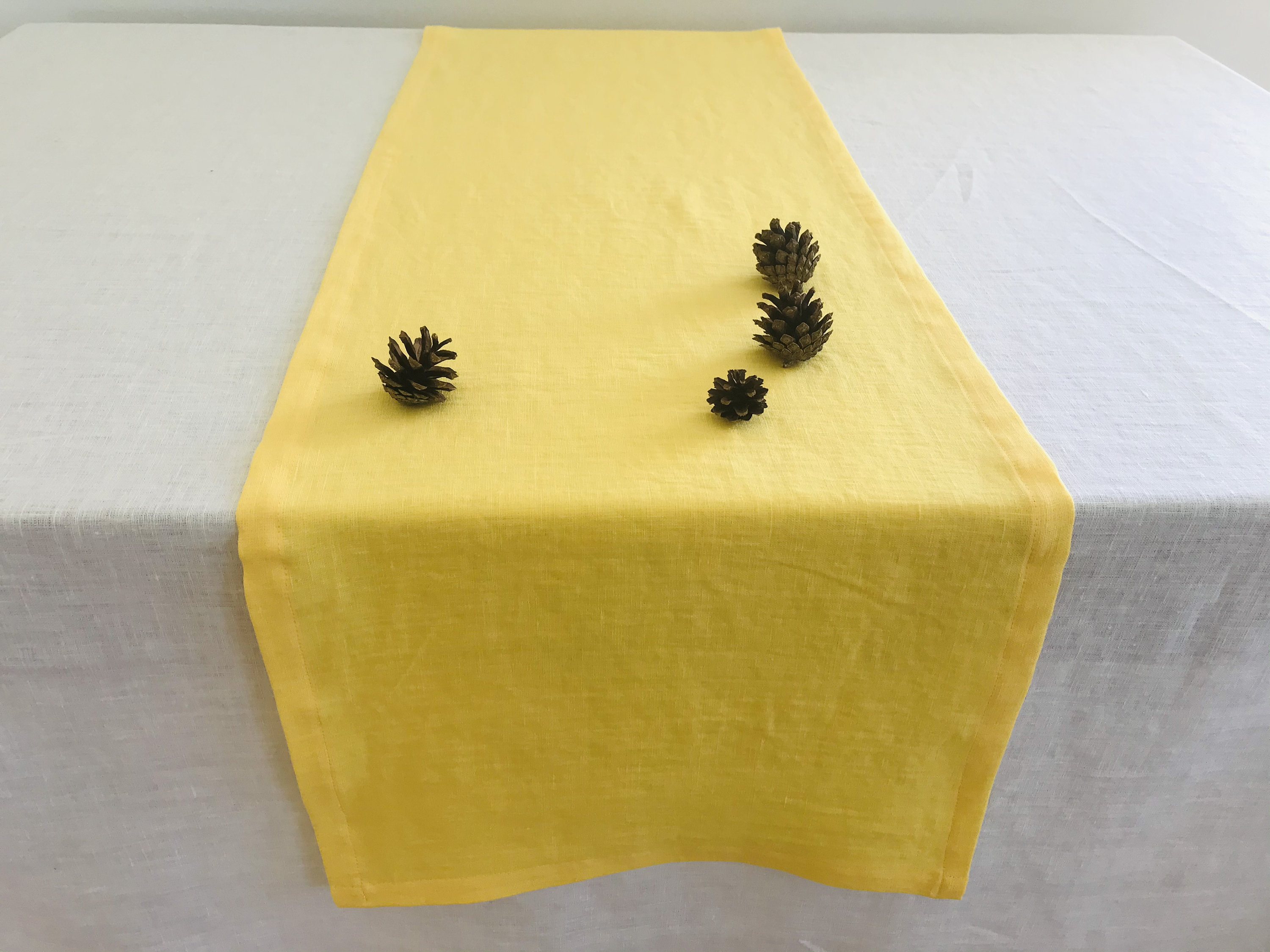 Yellow Linen Table Runner. Custom Size. Various Colours. Linen Table ...